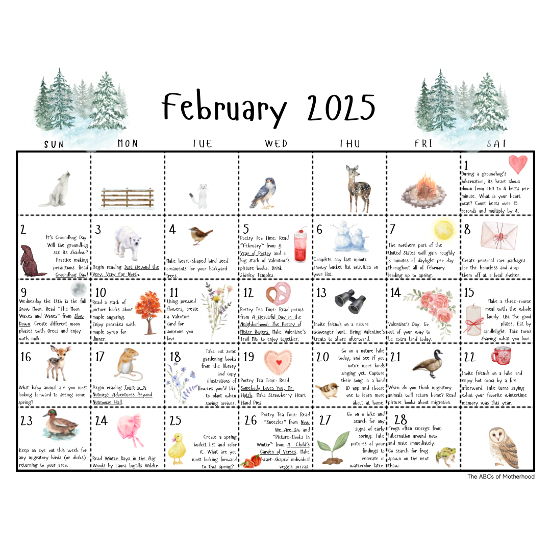 Grab Your FREE February Nature Calendar and Booklist - Raised On Read ...
